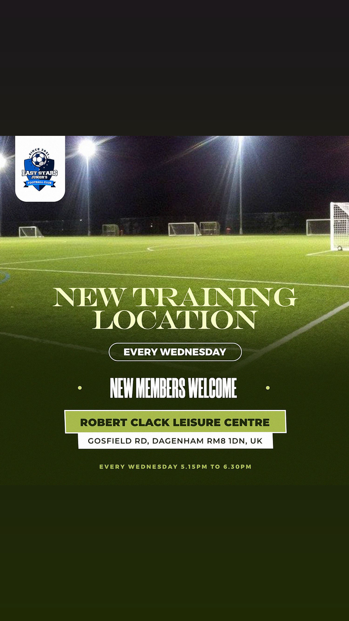 Training today at robert clack leisure centre – East stars juniors